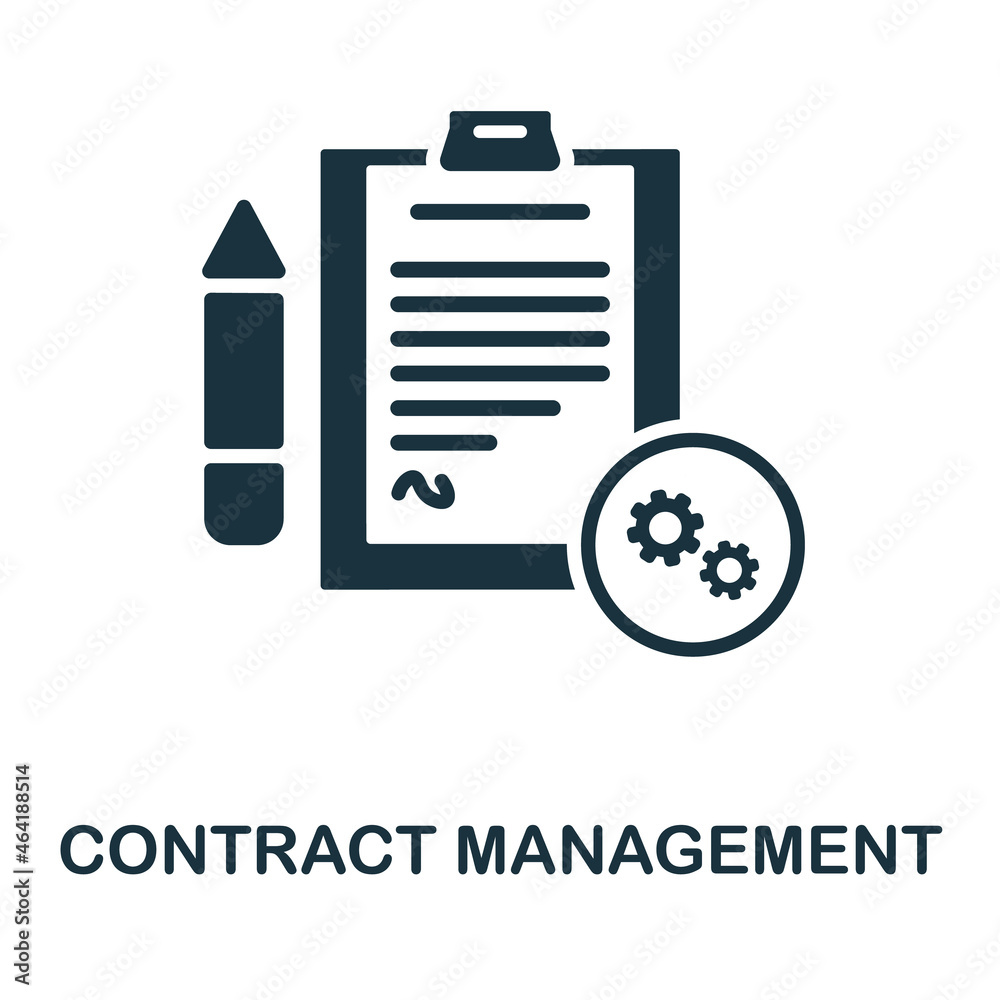 Contract Management icon. Monochrome sign from customer relationship ...