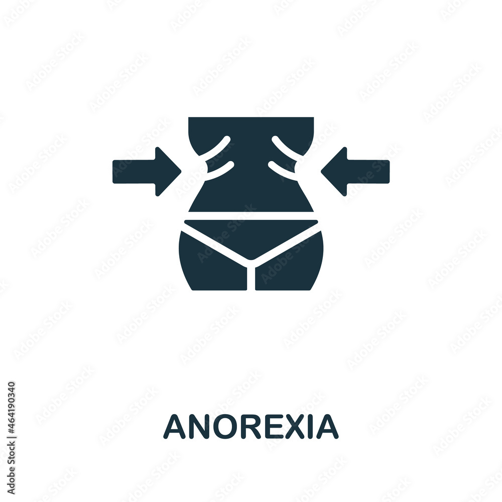 Anorexia icon. Monochrome sign from diet collection. Creative Anorexia ...