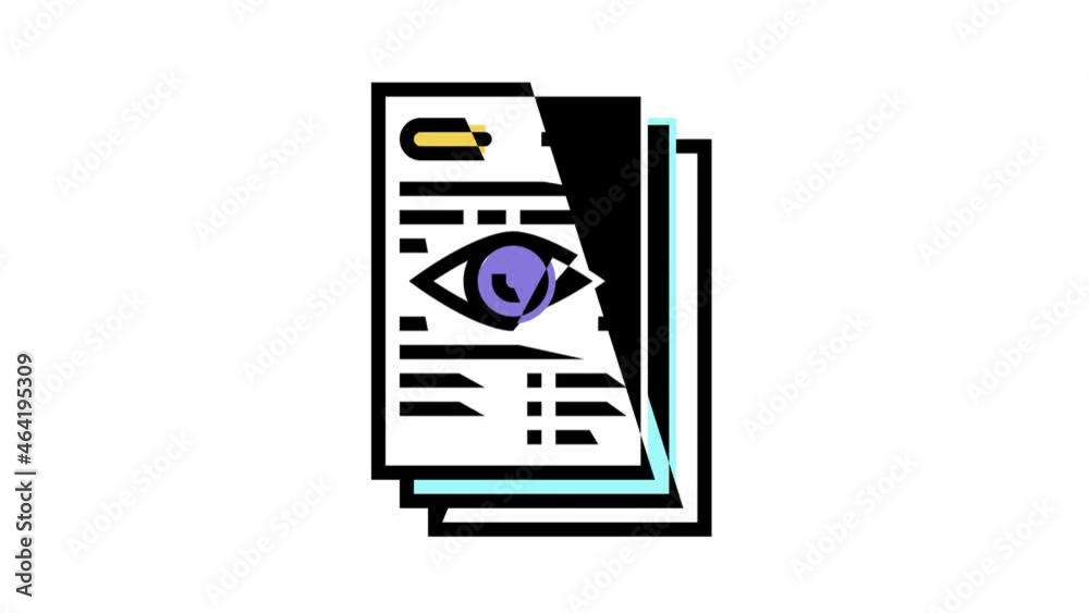 notary document reading animated color icon. notary document reading ...
