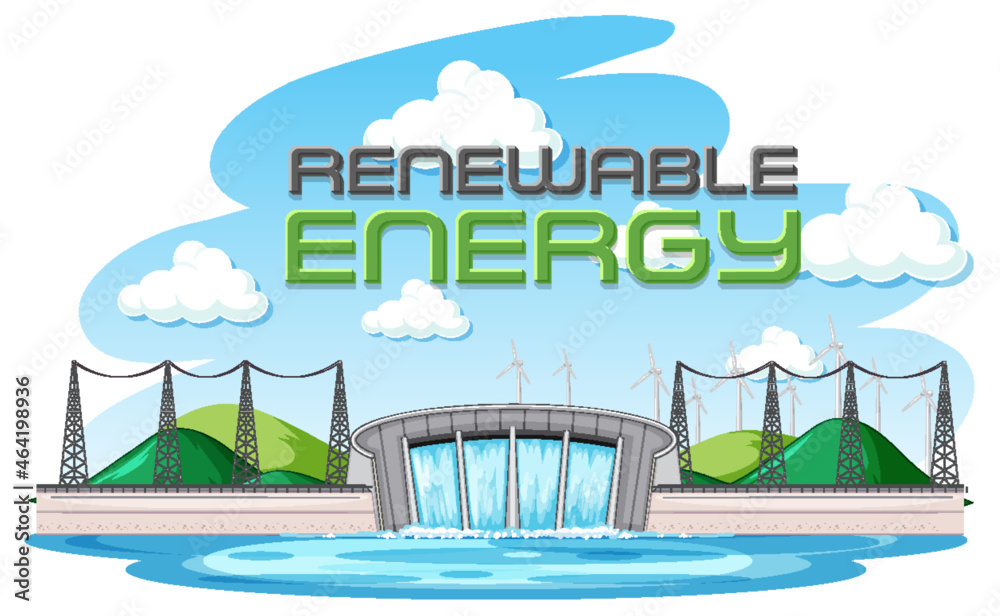 Hydro Power Plants generate electricity with renewal banner Stock ...