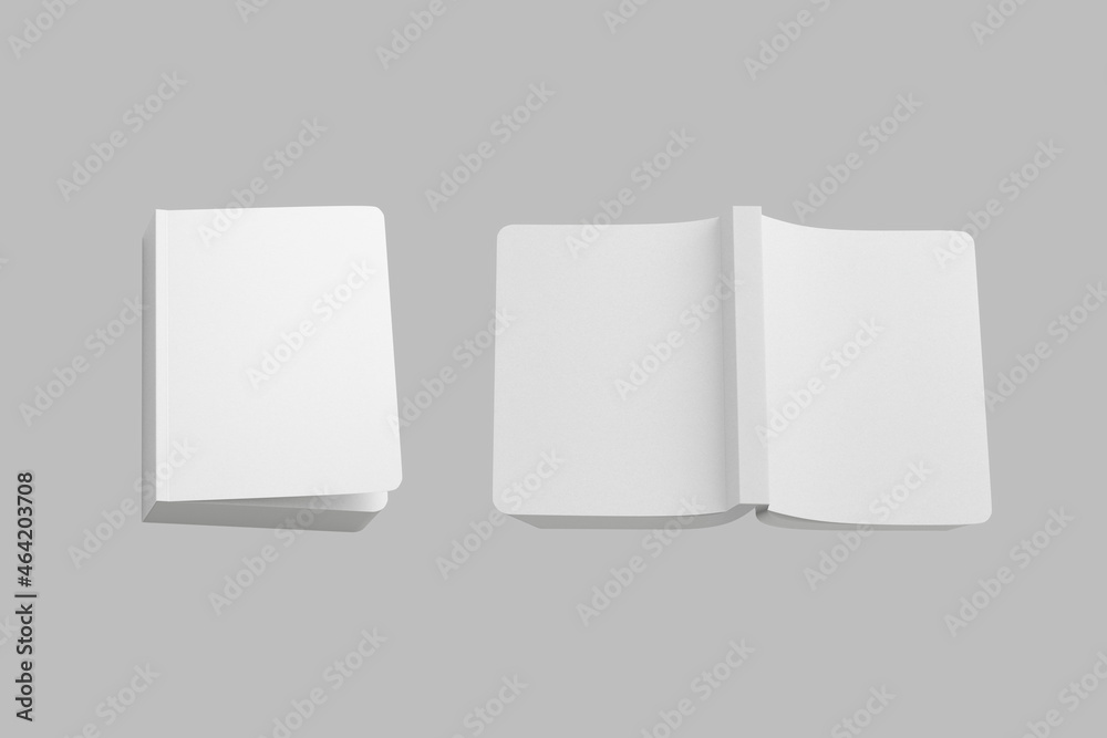 Empty blank white open book with rounded corners mock up isolated on a ...