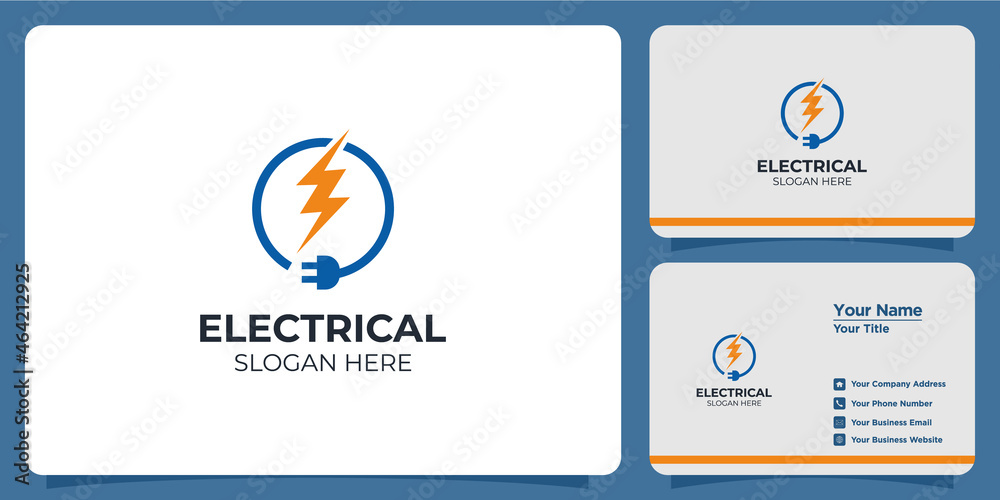 electrical logo set and branding business card Stock Vector | Adobe Stock