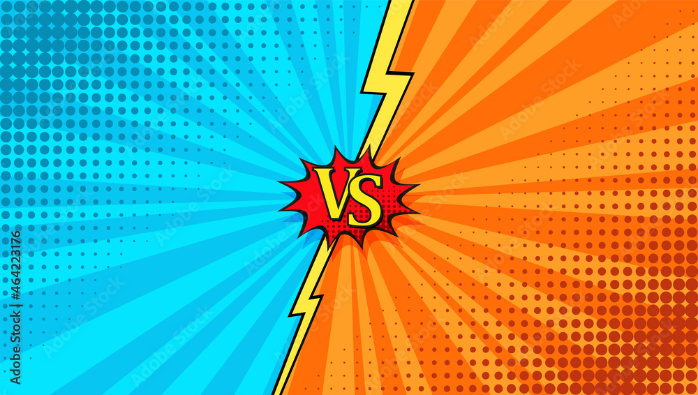 VS comic background. Pop art versus print with halftone. Superhero ...
