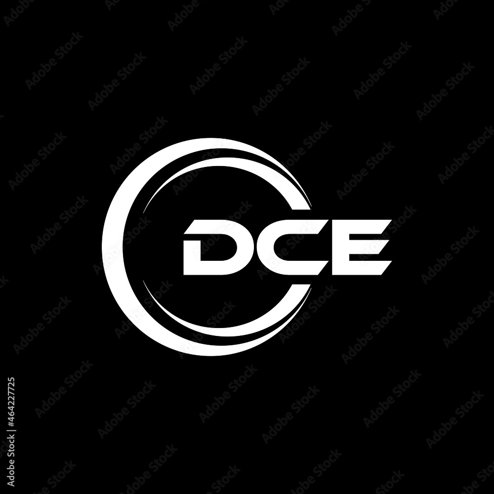 Vettoriale Stock DCE letter logo design with black background in ...