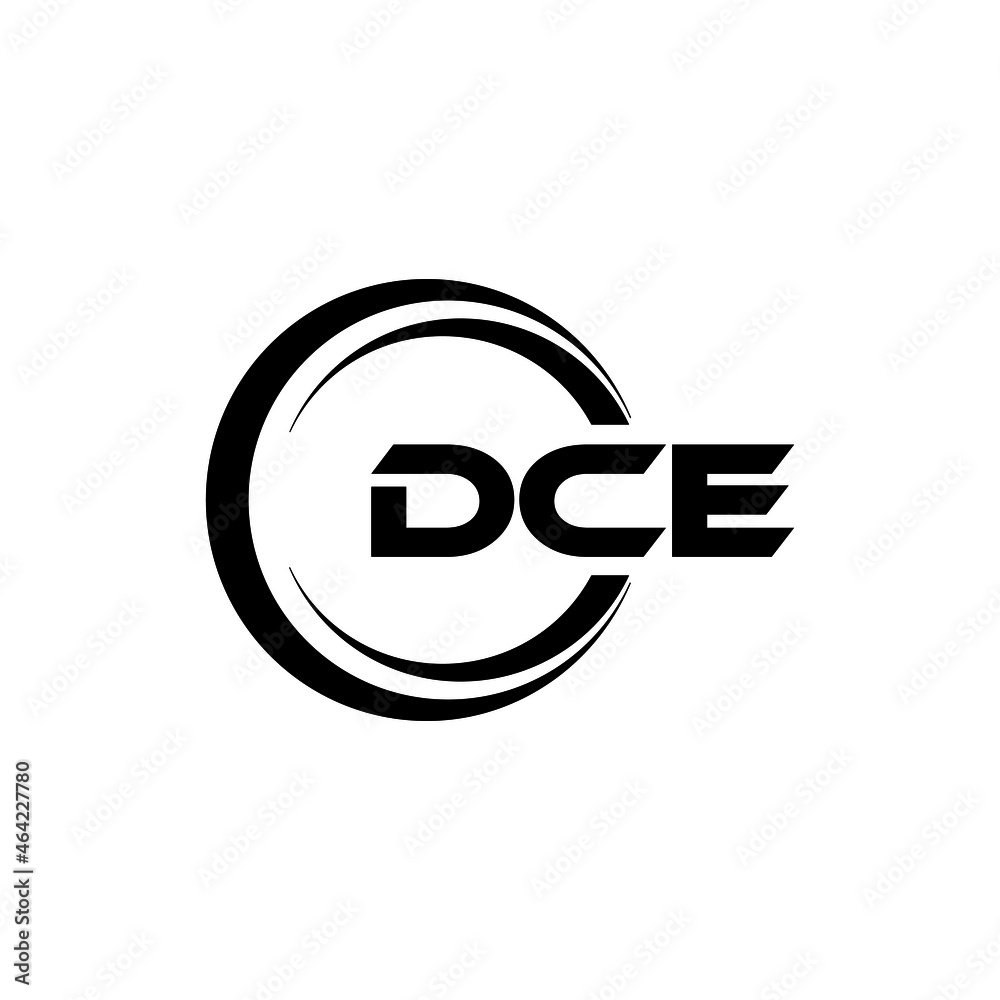 Vecteur Stock DCE letter logo design with white background in ...