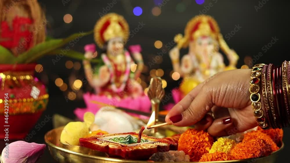 Eco Friendly Clay Oil Diya Deep Or Diya Being Lit By Girl Hands With ...