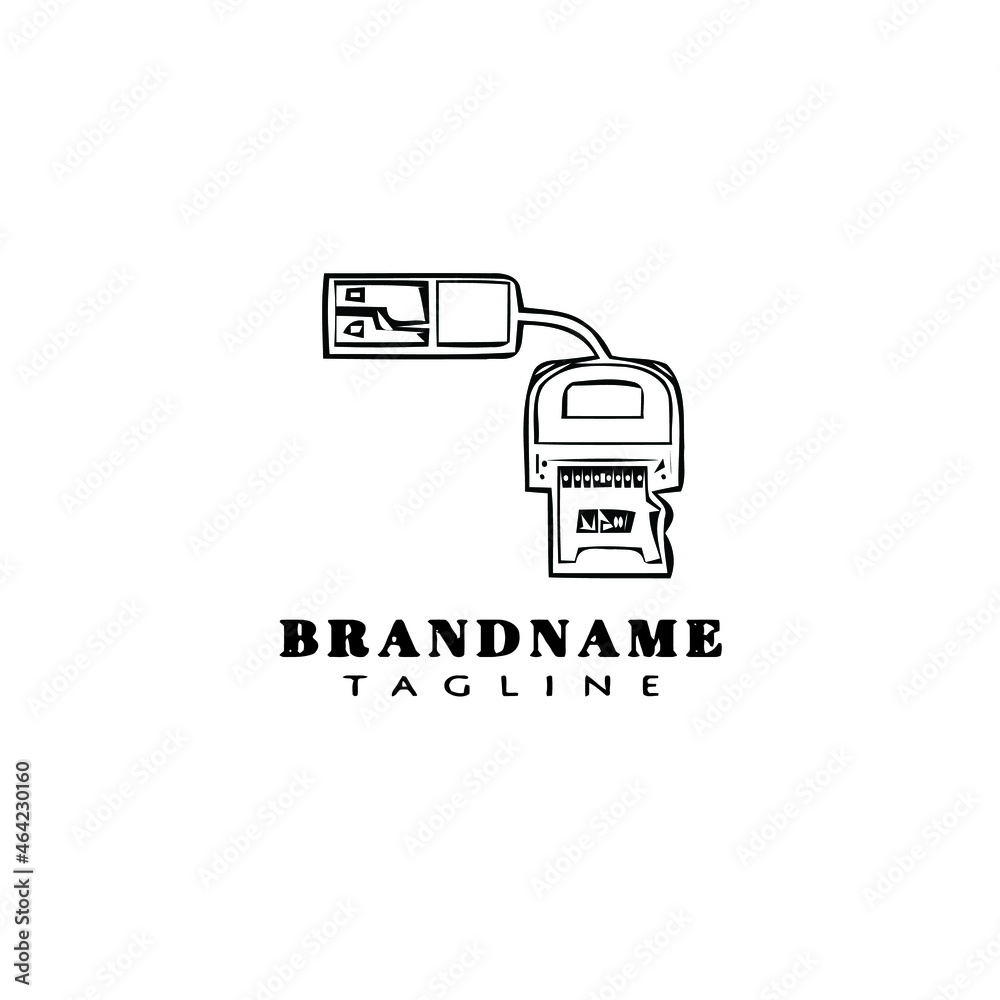 card reader for memory card logo cartoon icon design template isolated ...