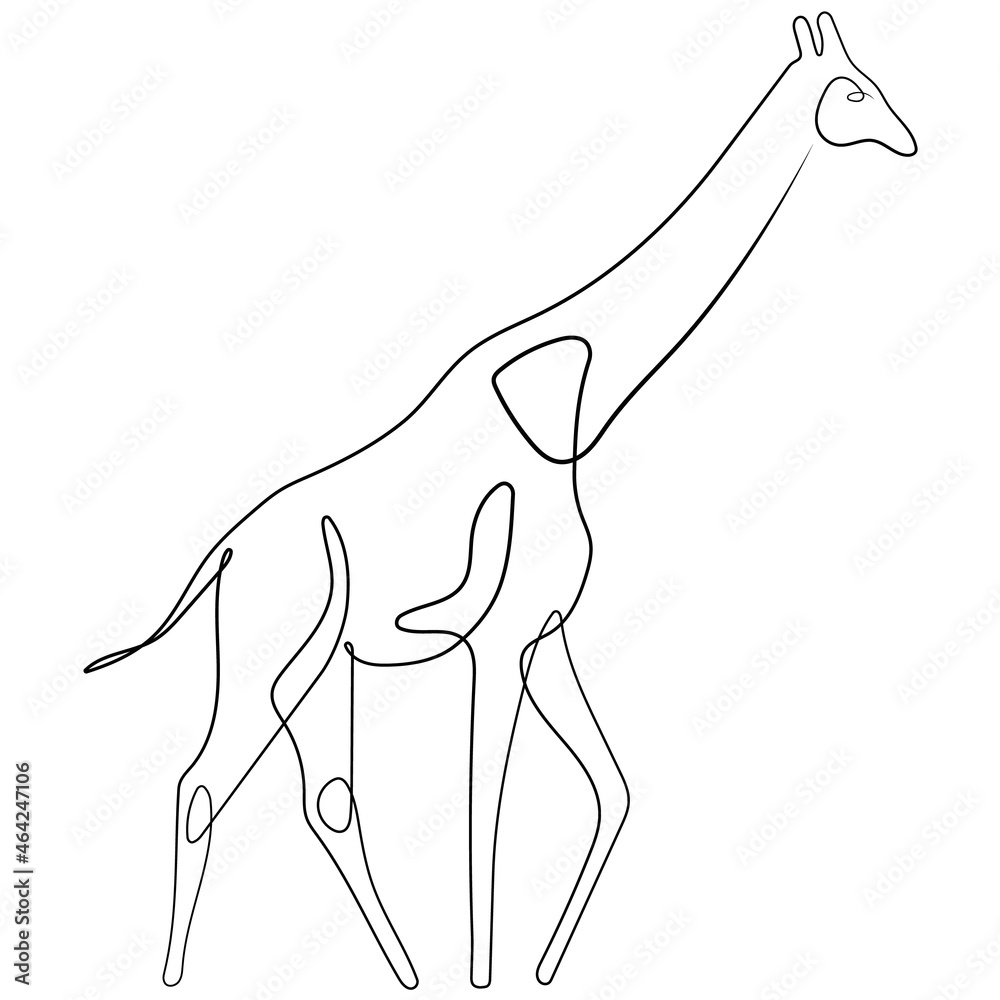 Giraffe line art in vector. Continuous one line drawing of giraffe ...