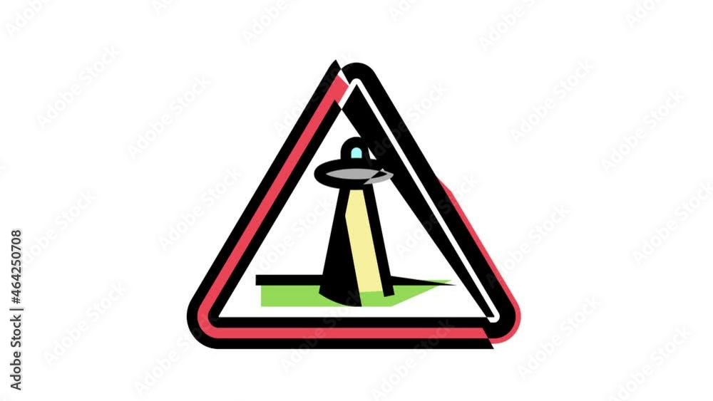 alien abduction warning animated color icon. alien abduction warning ...