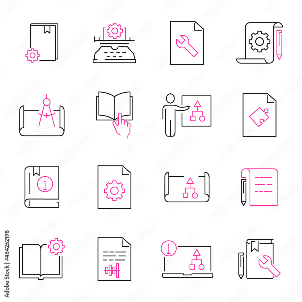 Technical Documentation icons set.Technical Documentation pack symbol ...