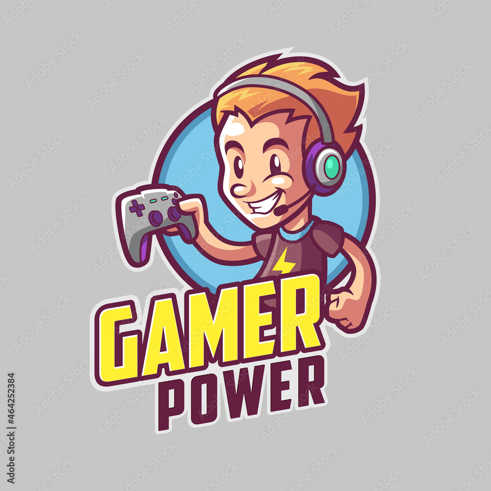 Cartoon Gamer Kid Mascot Logo Stock Vector | Adobe Stock