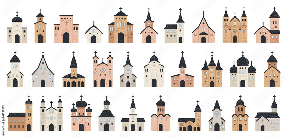 Big set of Church icon. Flat collection of church icons for web design ...