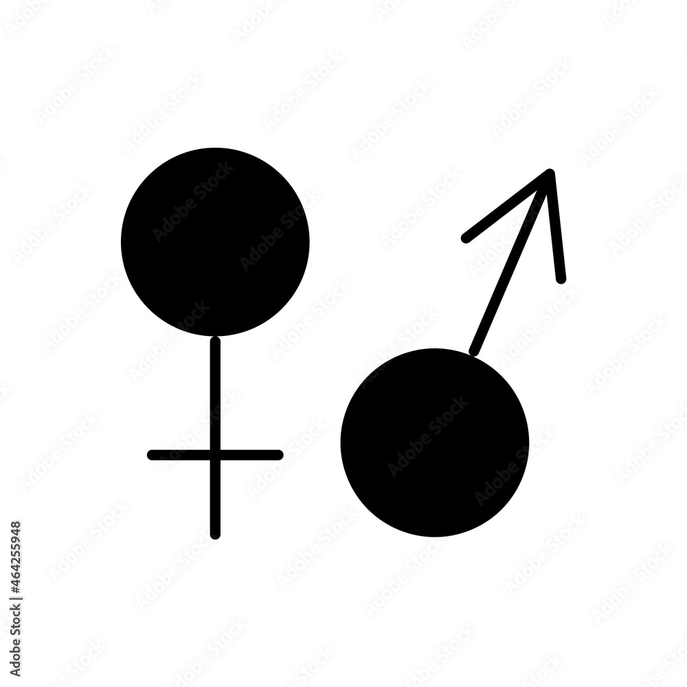 Symbols of venus and mars glyph icon. Male and female items. Black ...