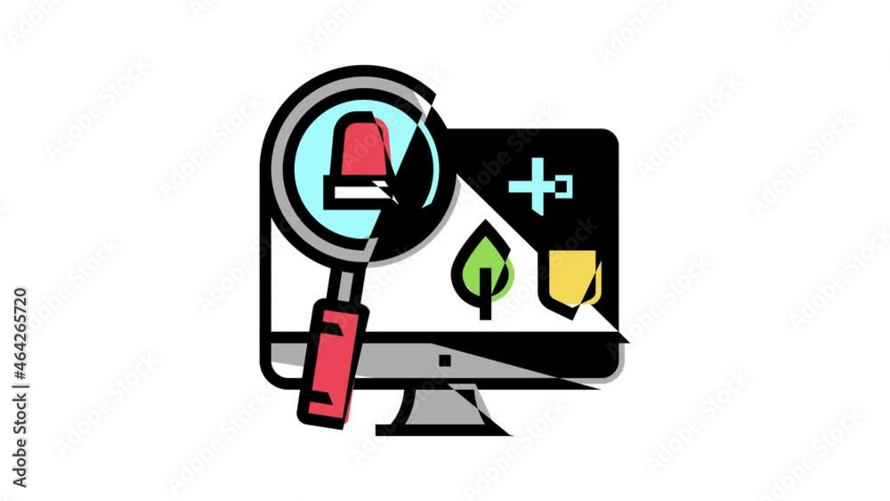 monitoring and information retrieval animated color icon. monitoring ...