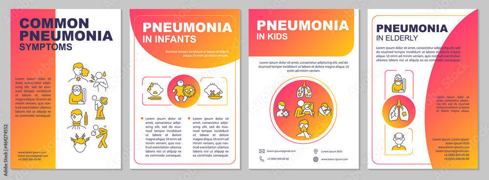 Common pneumonia signs brochure template. Kids and elderly at risk ...