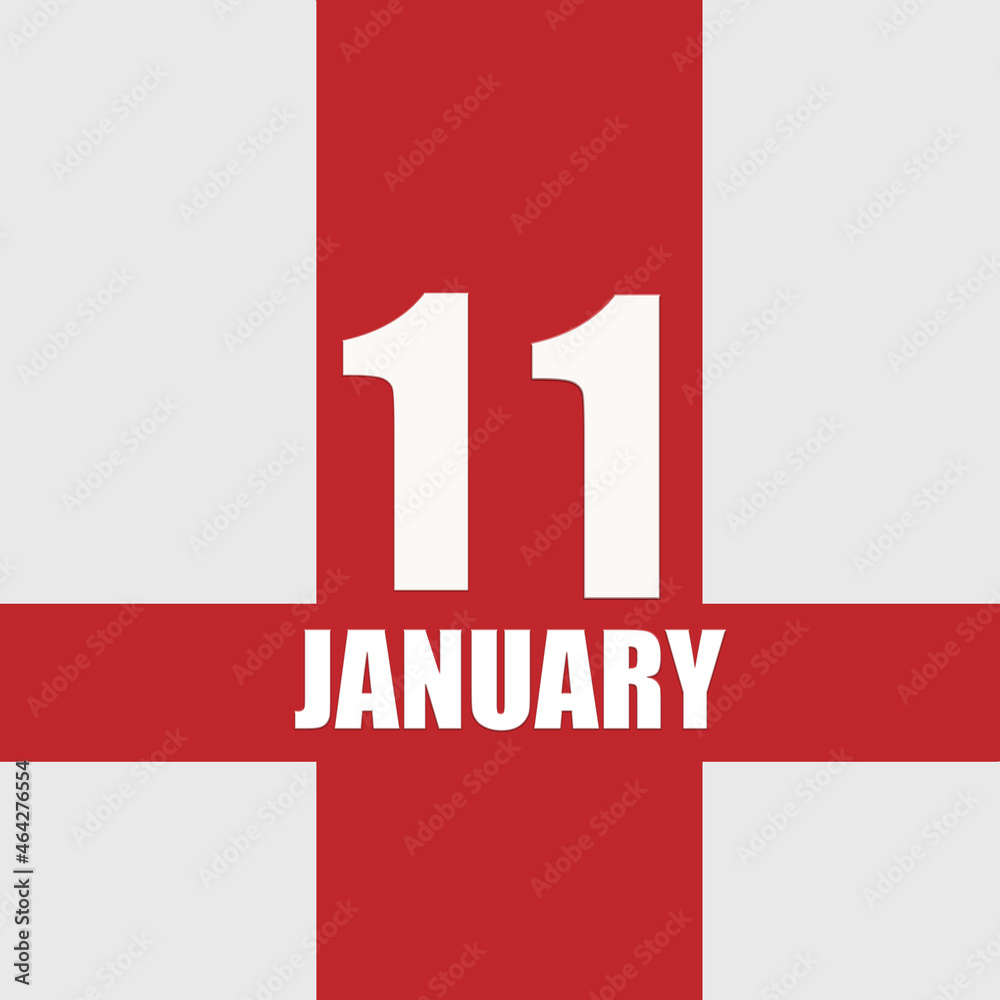 january 11. 11th day of month, calendar date.White numbers and text on ...