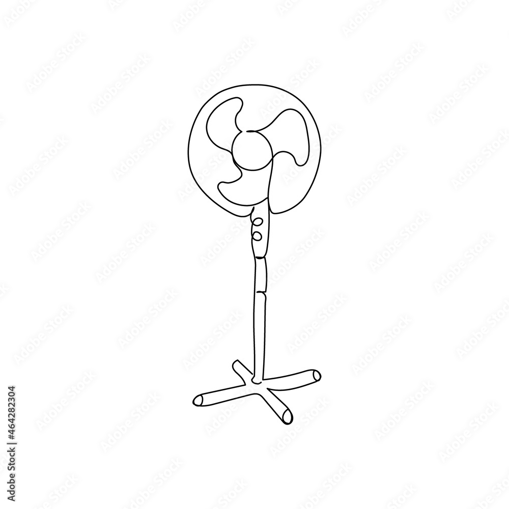 Electric fan continuous line drawing. One line art of home appliance ...