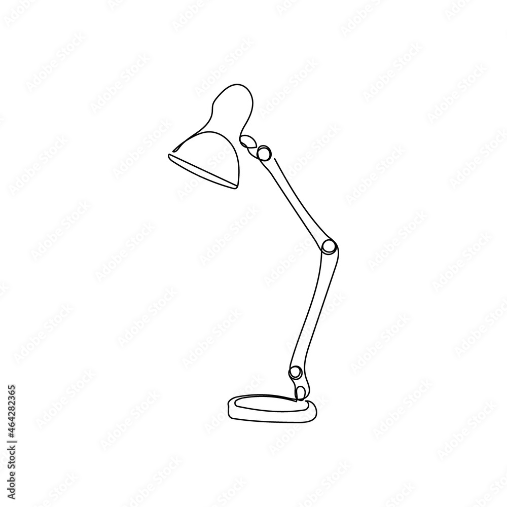 Desk lamp continuous line drawing. One line art of home appliance, lamp ...