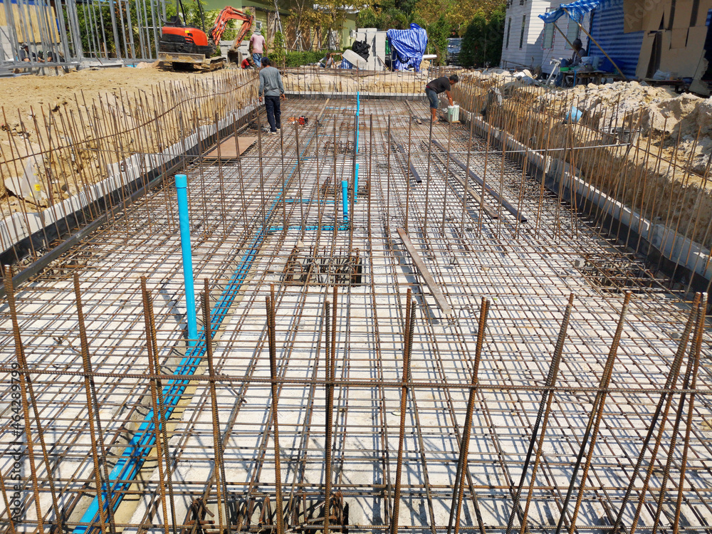 Swimming pool construction.Steel structure swimming pool.Steel ...