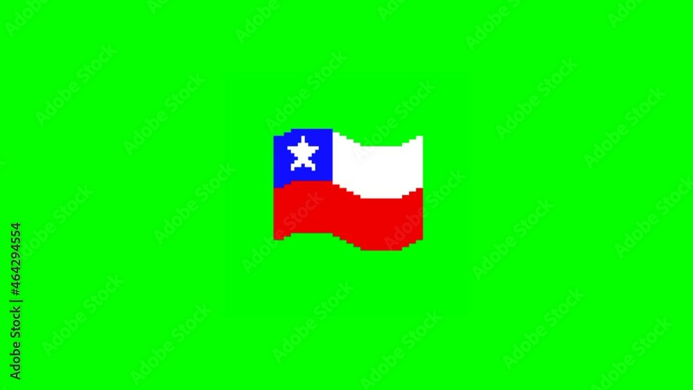 Chile waving flag pixel art 2D animation on green screen Stock Video ...