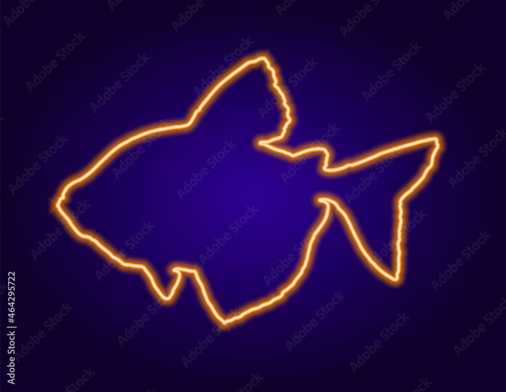 Vetor de Neon fish Sera Tetra, orange outline. Glowing in the dark sign ...