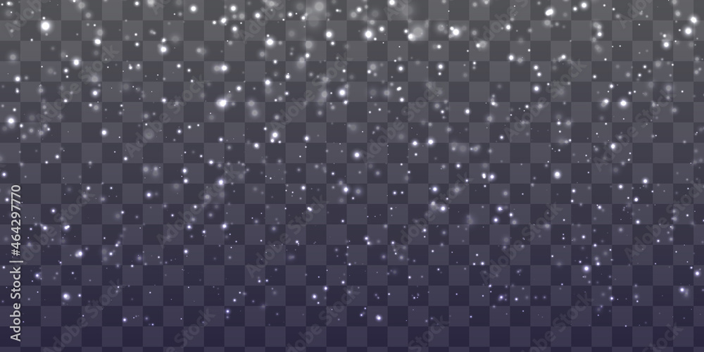 abstract seamless realistic elegant glittering snow is falling randomly ...