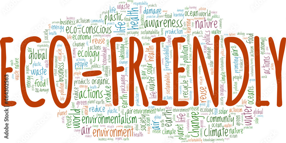 Eco Friendly vector illustration word cloud isolated on white ...