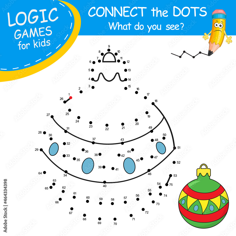 Christmas Ball. Connect the dots by numbers to draw the Christmas Toy ...