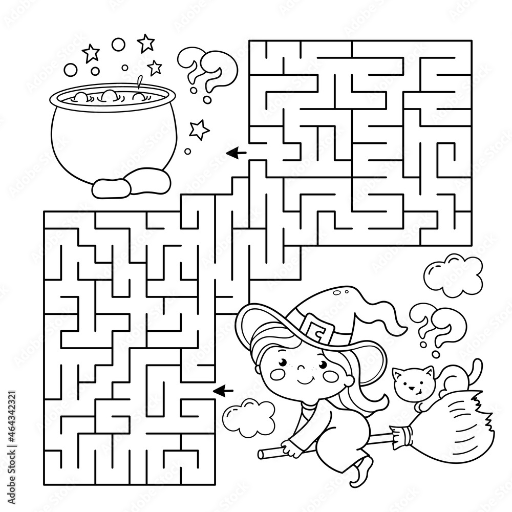 Maze or Labyrinth Game. Puzzle. Coloring Page Outline Of cartoon little ...