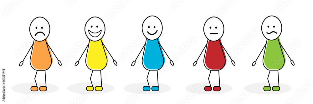 Jolly stickman emotion collection Stock Vector | Adobe Stock