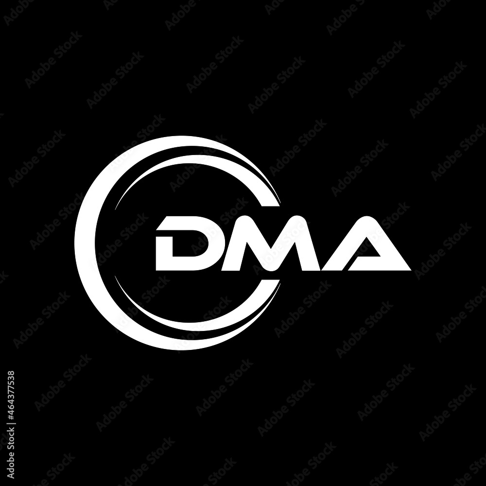 Vecteur Stock DMA letter logo design with black background in ...