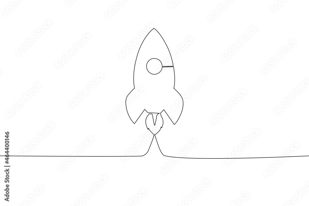 vector illustration continuous line drawing of hand drawn spaceship ...