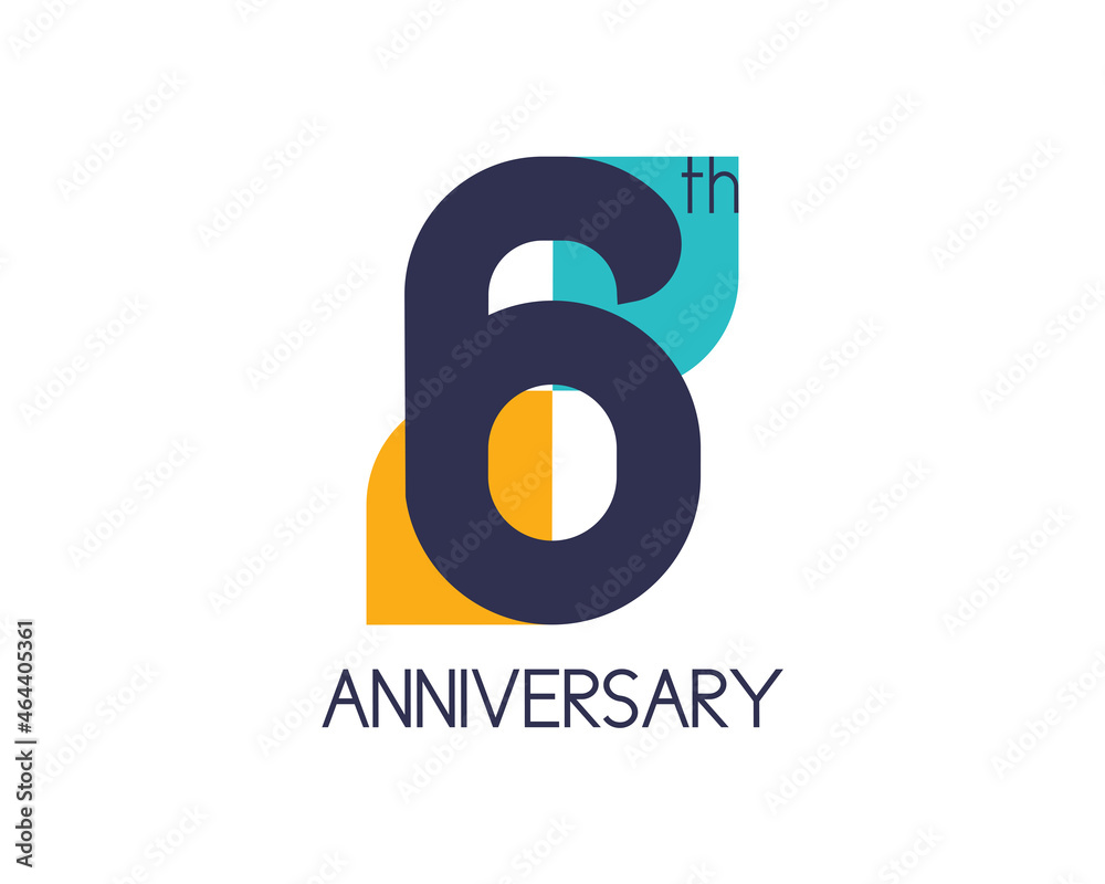 6th anniversary geometric logo. Overlap shapes for birthday design ...