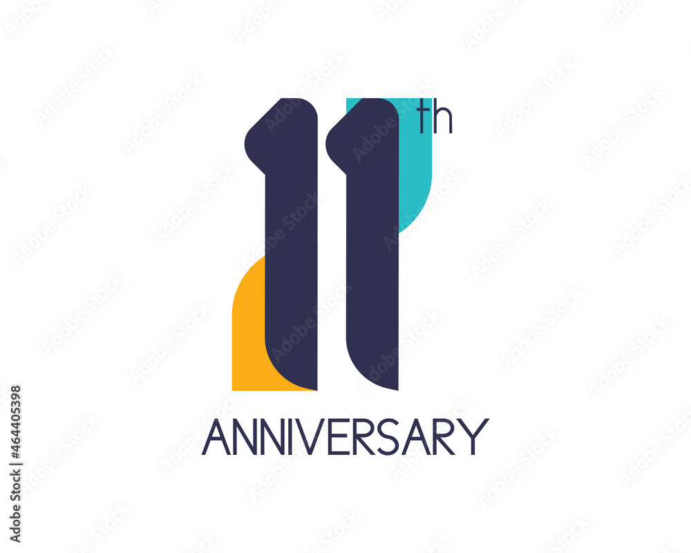 11th anniversary geometric logo. Overlap shapes for birthday design ...