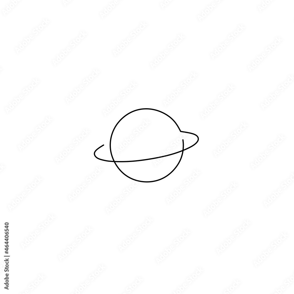 Continuous line drawing of saturn, planet saturn, object one line ...