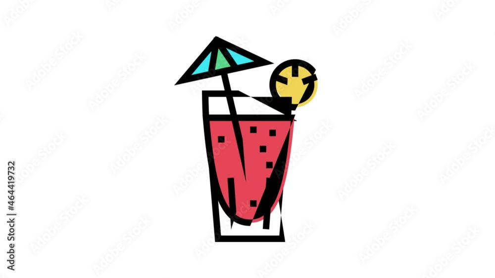 cocktail exotic drink animated color icon. cocktail exotic drink sign ...