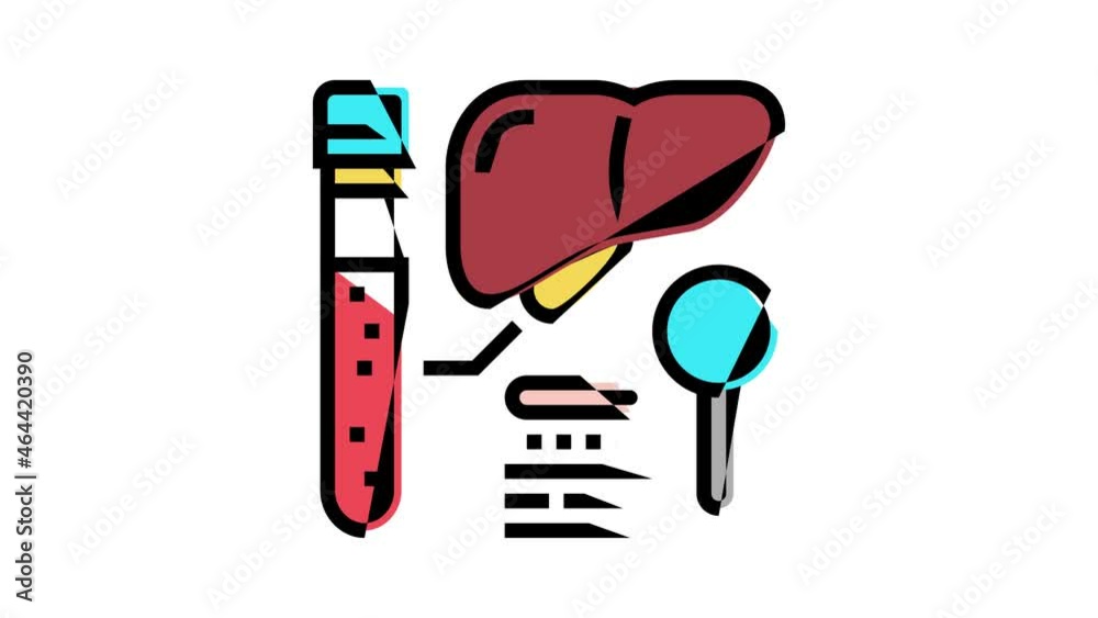 liver function test hepatitis animated color icon. liver function test ...