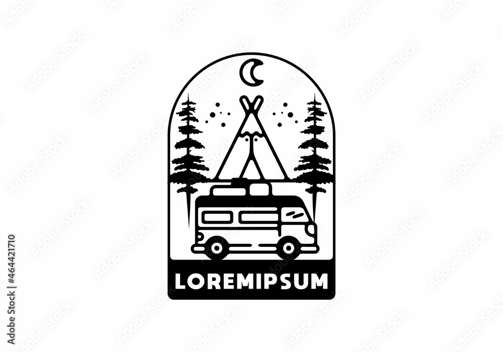 Line art illustration of campervan Stock Vector | Adobe Stock