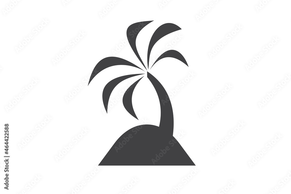 Tropical island icon. Travel trip symbol. Palm Tree on white background ...
