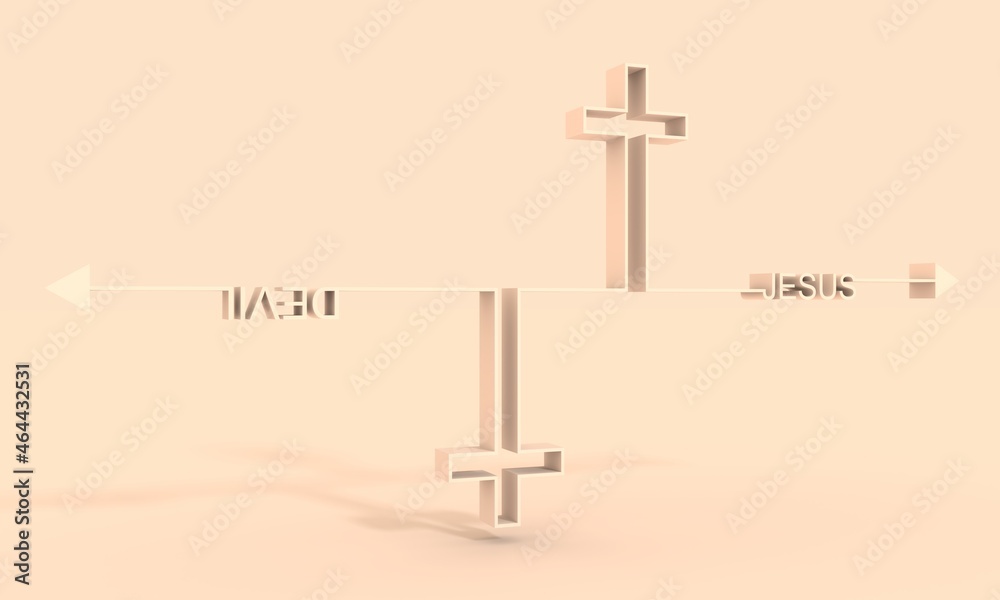 Gods and satanic thin line crosses with way arrows Stock Illustration ...