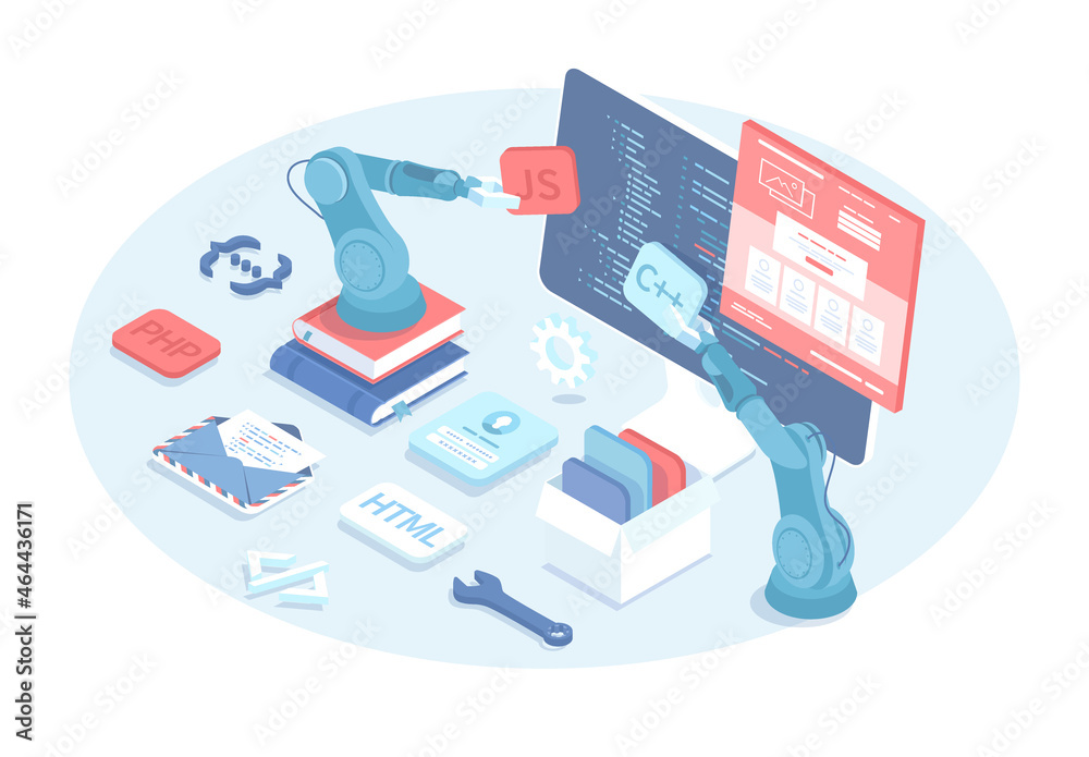 Programmer Engineering And Coding Web Development Illustration Work With The Program Code On