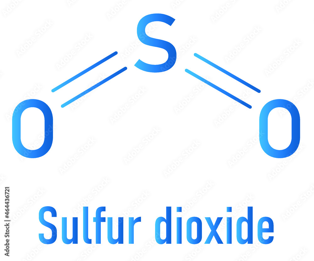 Sulfur dioxide food preservative molecule (E220). Also used in ...