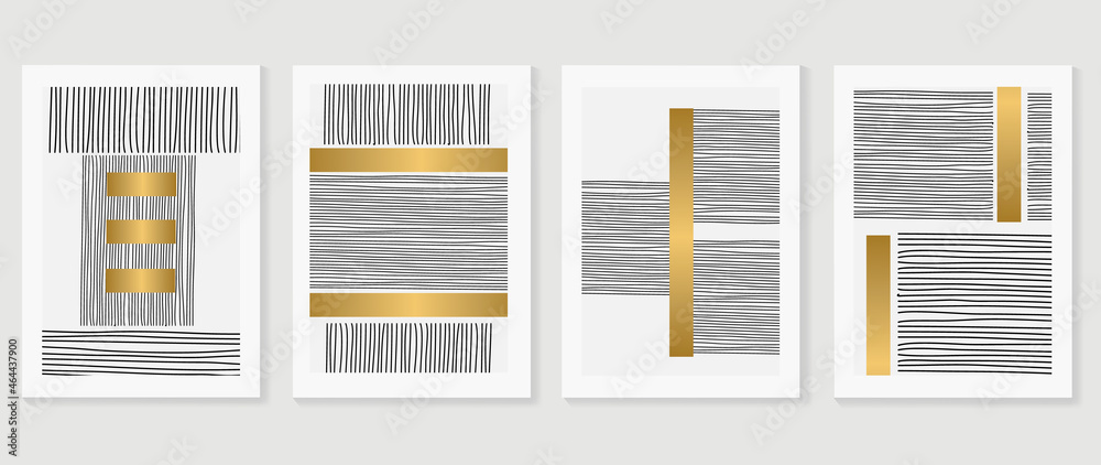 Abstract wall arts vector collection. luxury gold line art design for ...