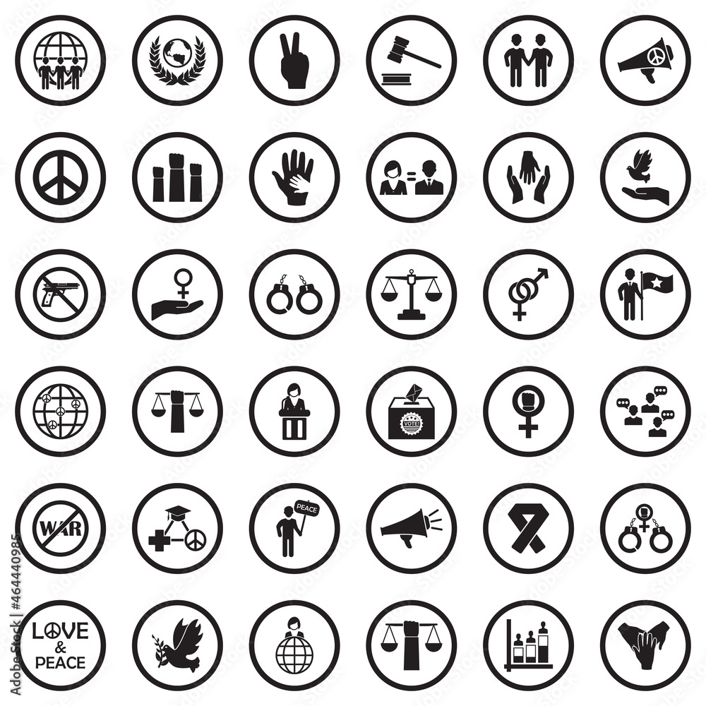 Human Rights Icons. Black Flat Design In Circle. Vector Illustration ...
