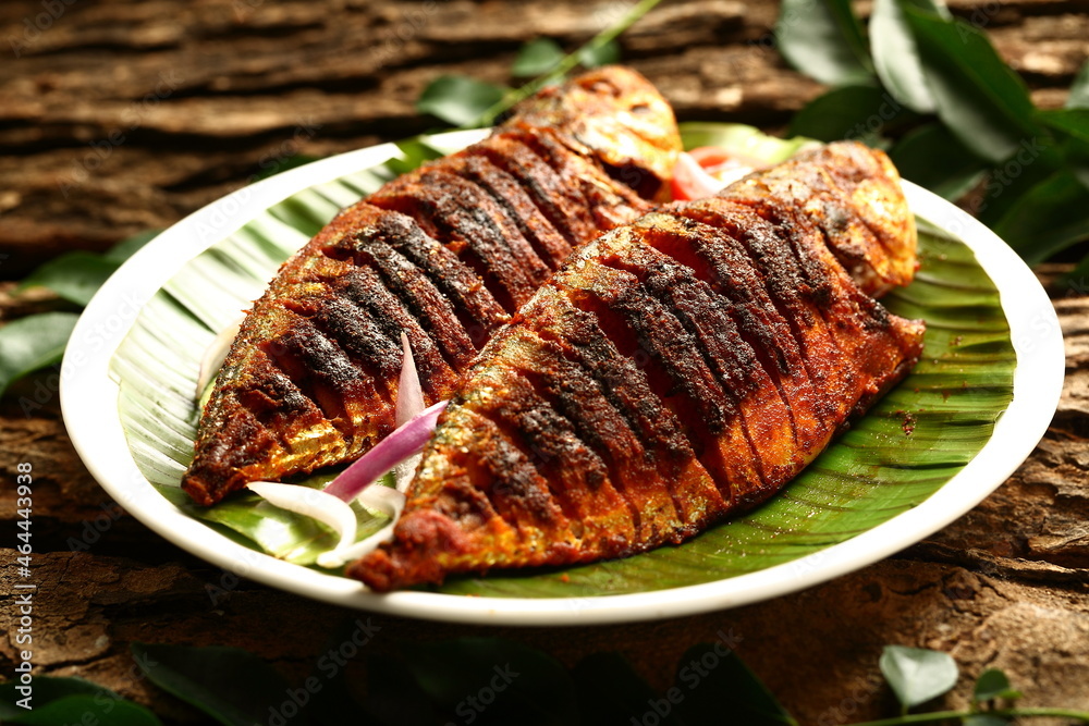Homemade Indian seafood recipes, fish fry with traditional spices ...