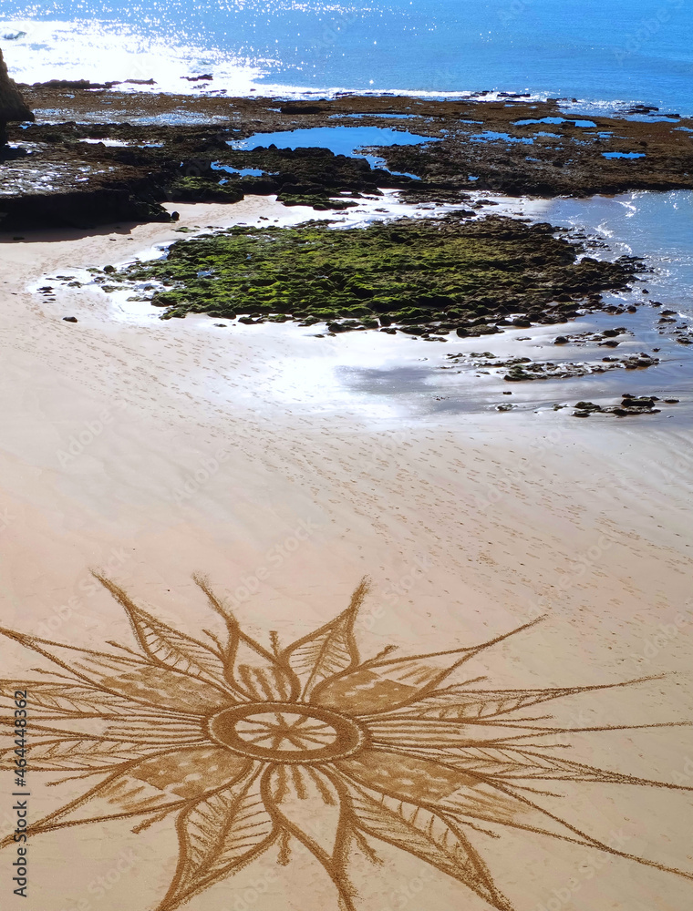 Beautiful beach mandala by the sand artist Vitor Raposo in Albufeira at ...