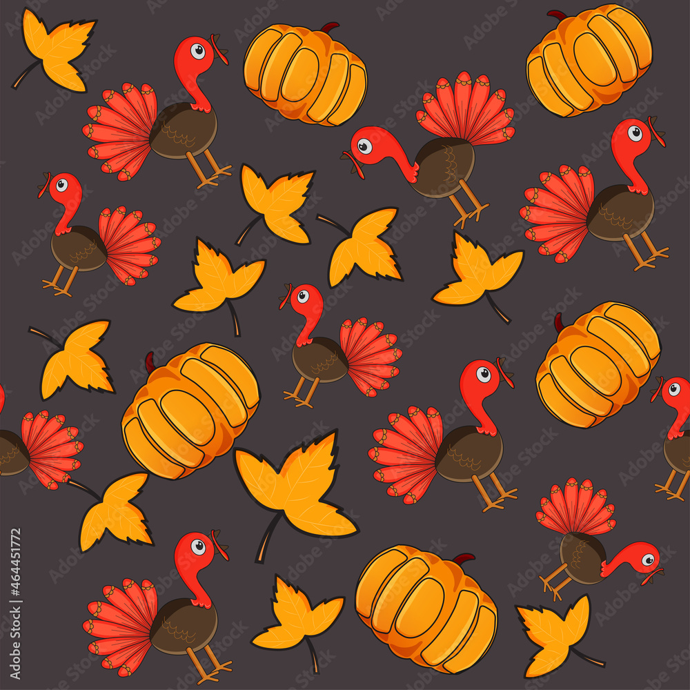 Seamless Thanksgiving Day Theme Pattern Background. Stock Vector ...