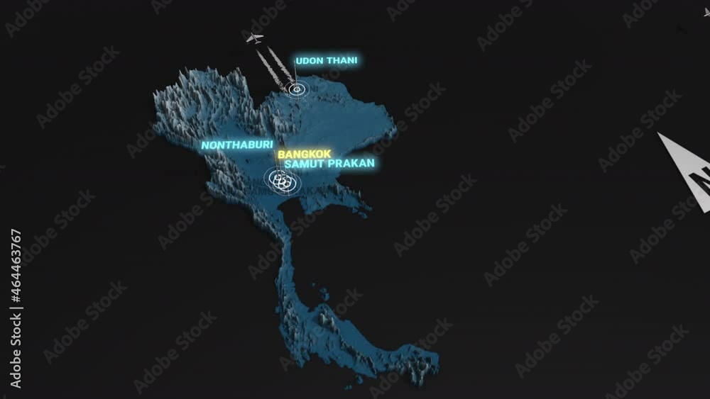 Seamless looping animation of the 3d terrain map at nighttime of ...