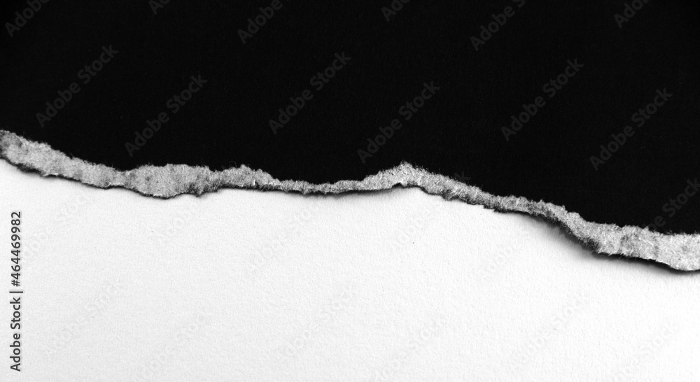 Black paper has torn marks on a white background, the picture in the ...