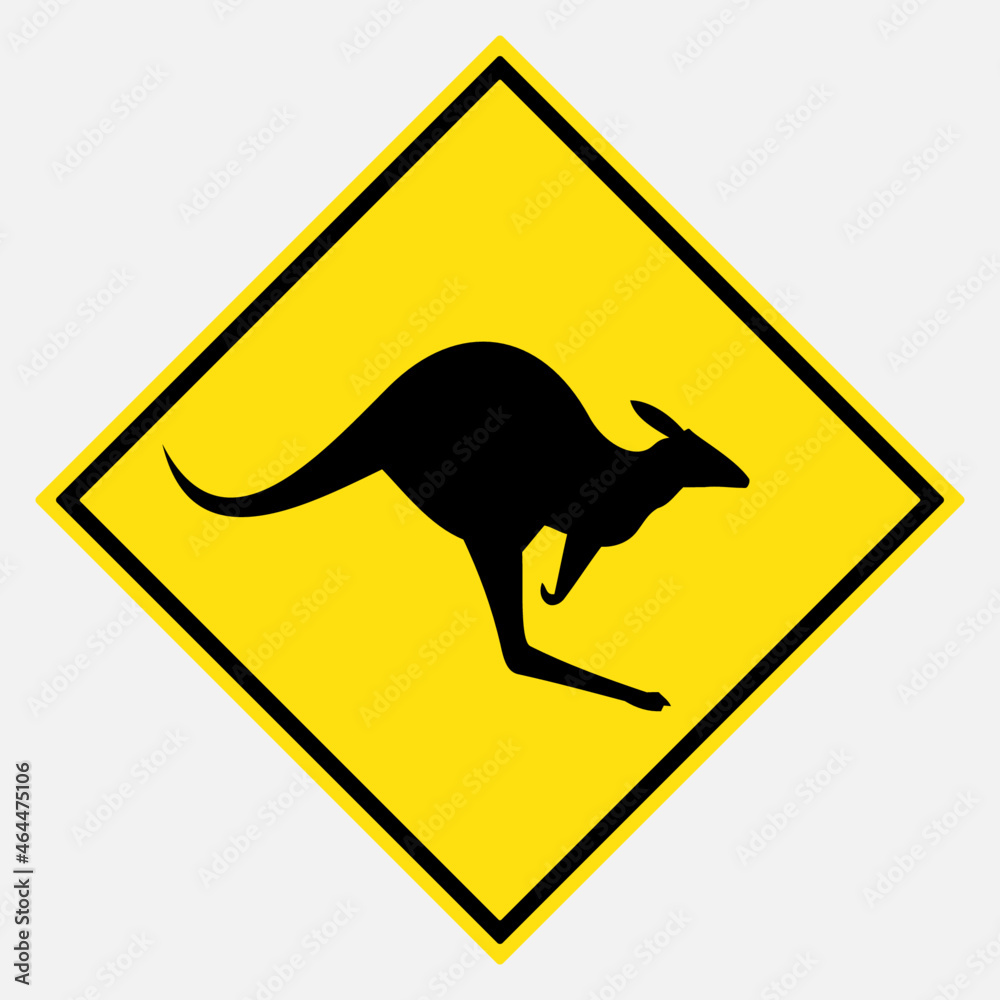 Wild animals (Australian kangaroo black silhouette) ahead vector danger ...